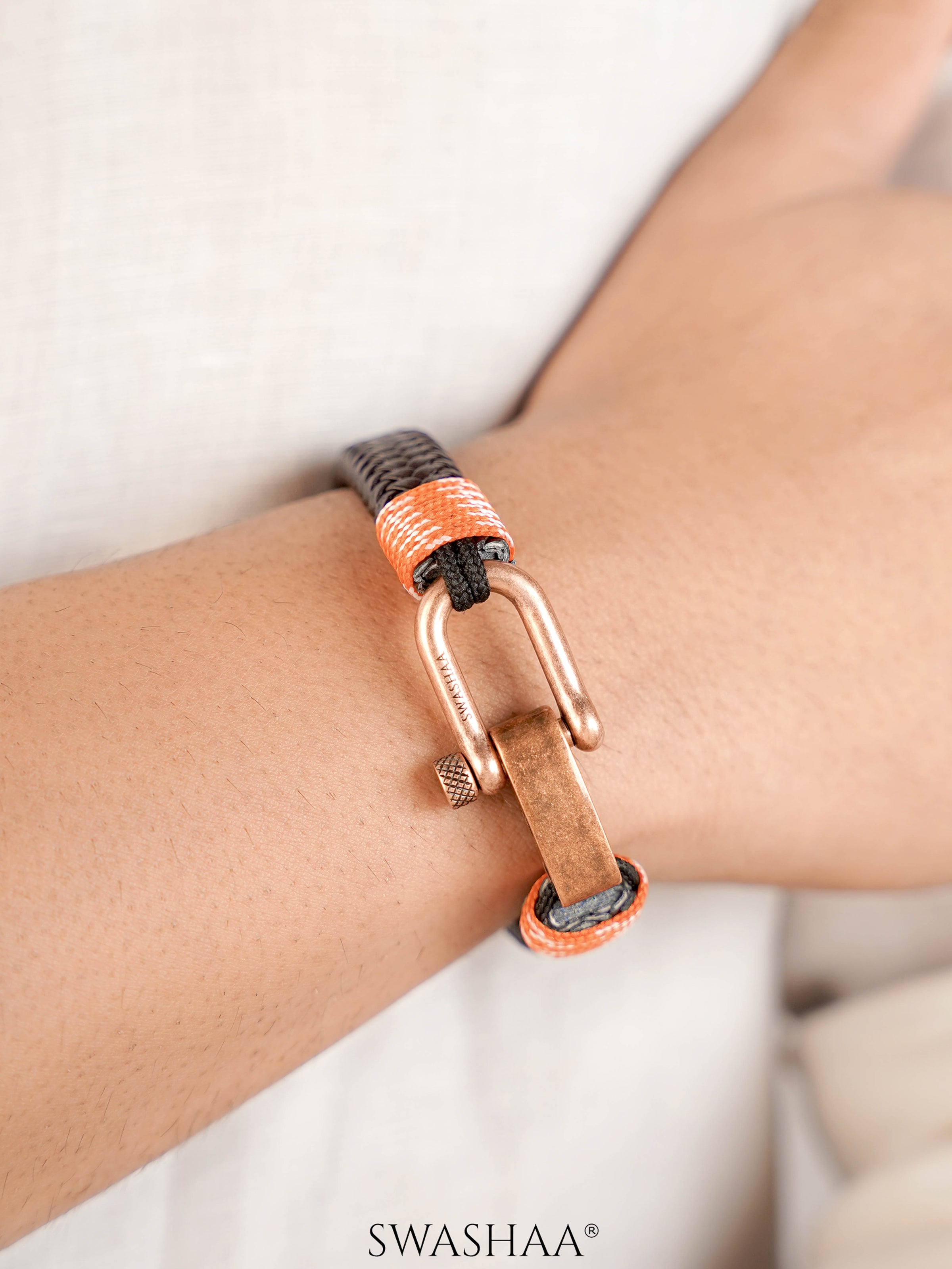 Buy Brown Trail Men's Leather Bracelet Online | Swashaa