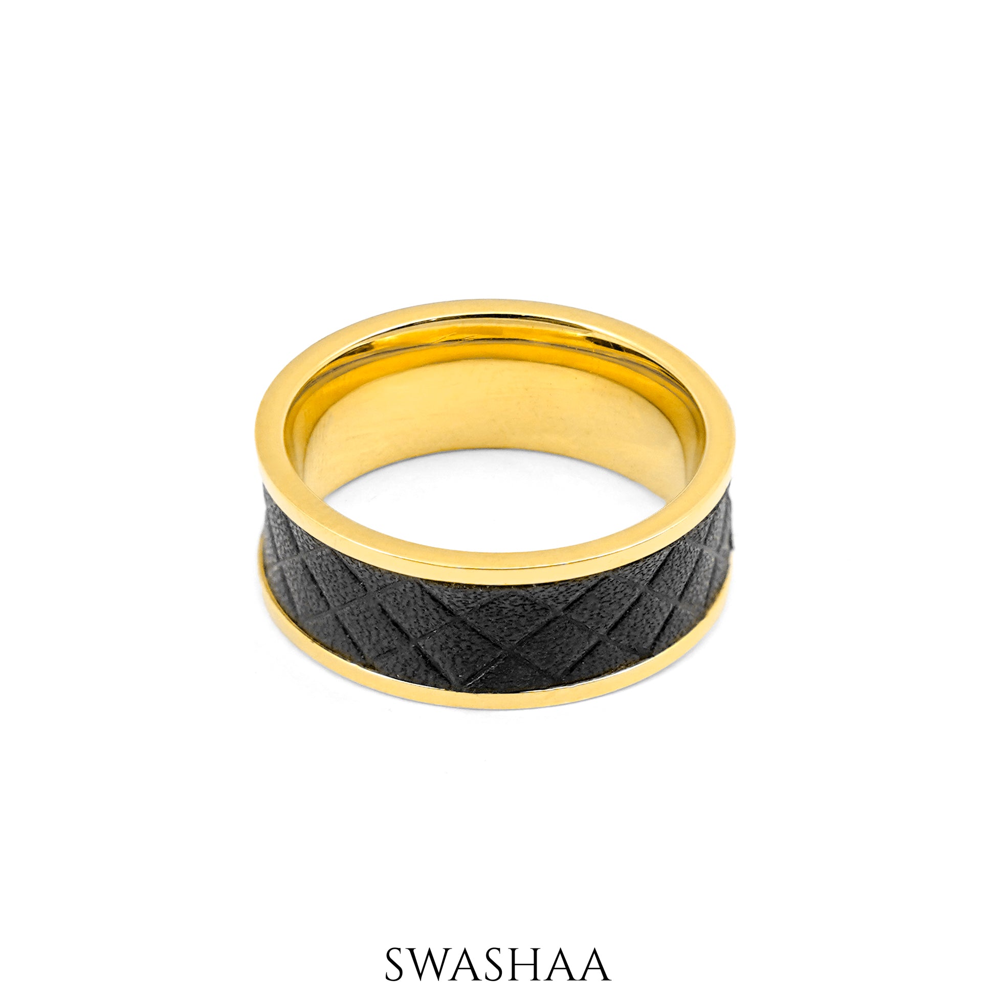 Fred Leather 18K Gold Plated Men's Ring – Swashaa