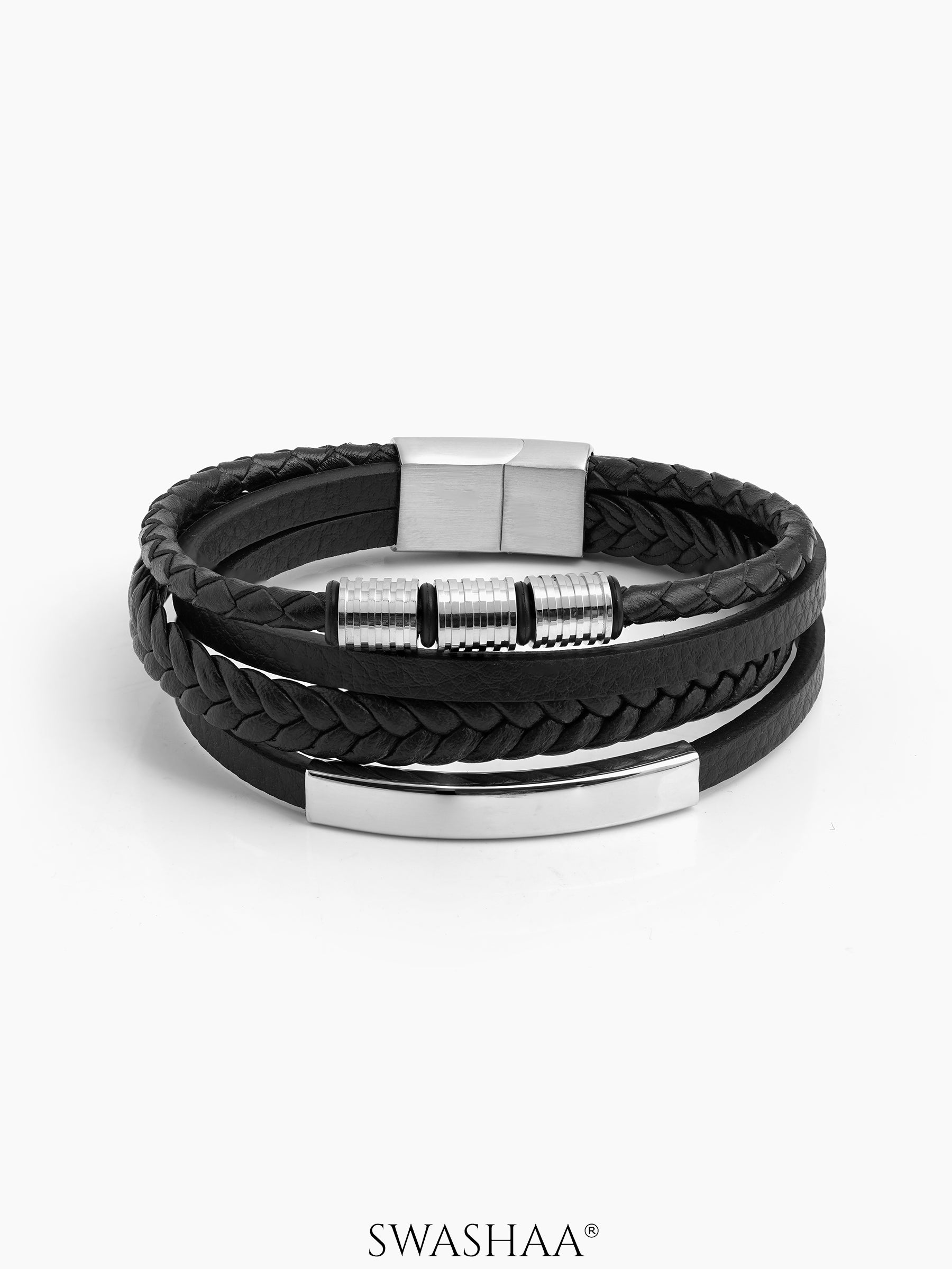 Buy Kaivan Men's Leather Bracelet Online | Swashaa