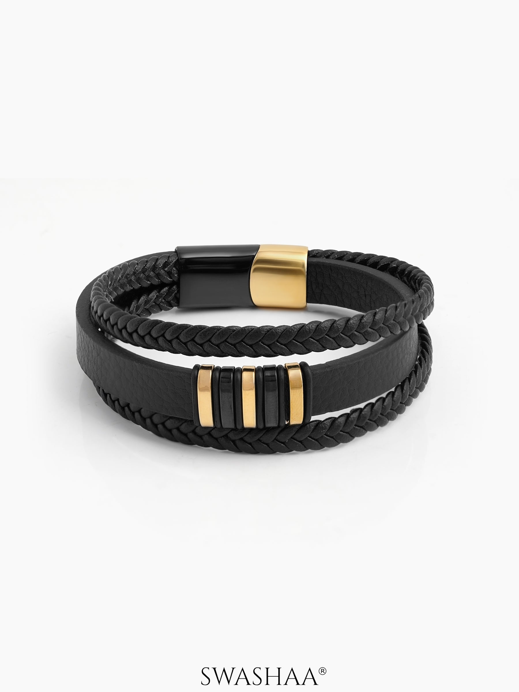 Buy Rovek Men's Leather Bracelet Online | Swashaa