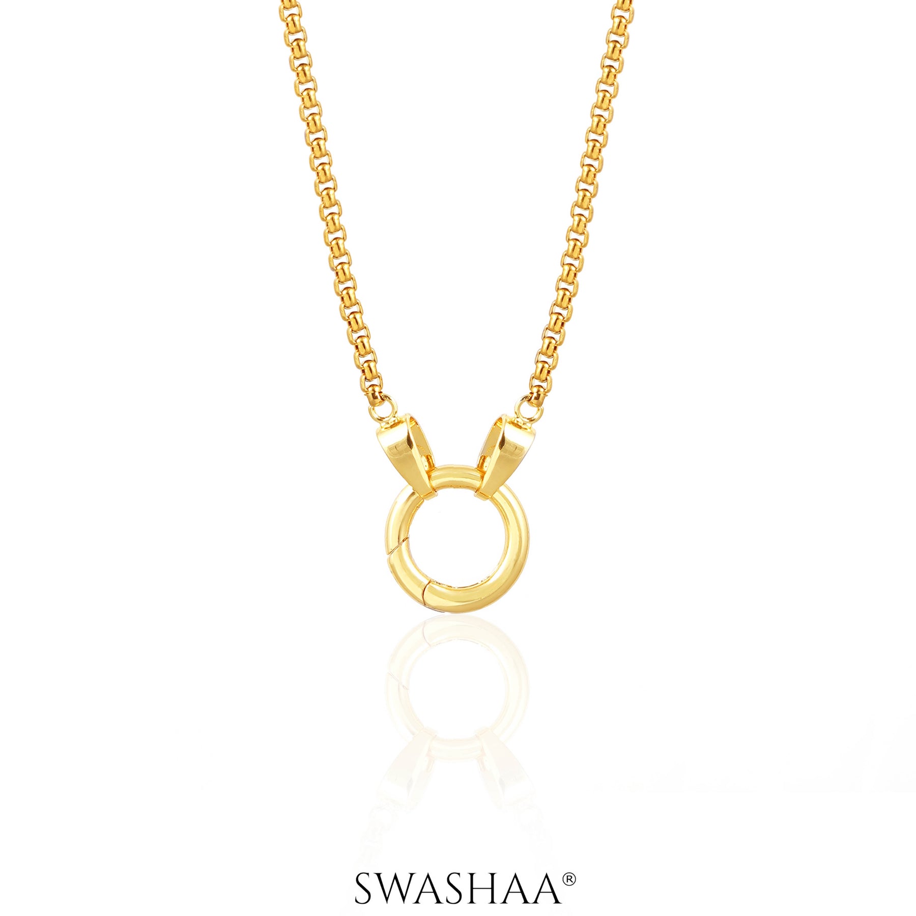 Vangie Eternal Ring Amulate Box Chain 18K Gold Plated Necklace – Swashaa